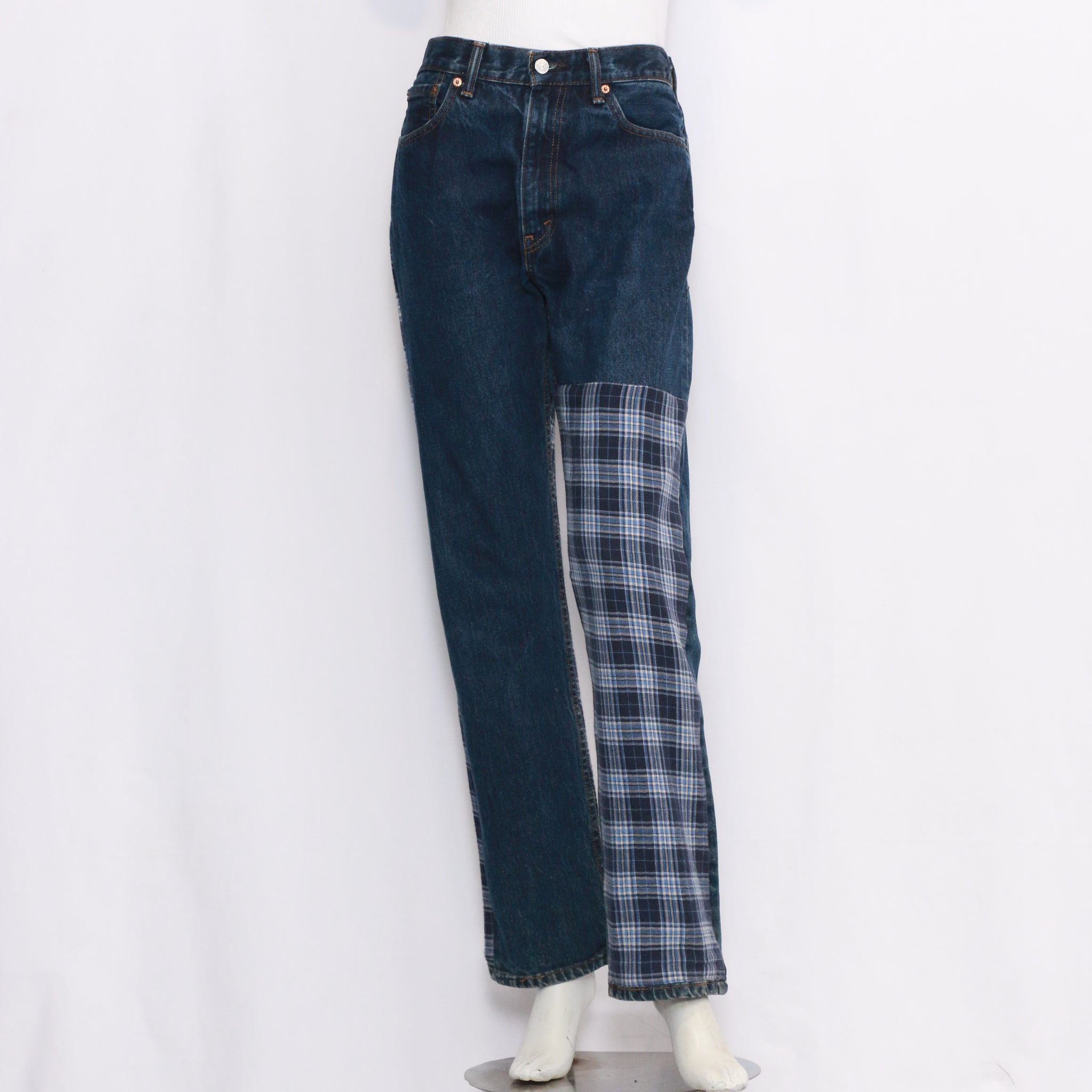 Reworked Checkered Denim Pants for Men – Creed Vintage