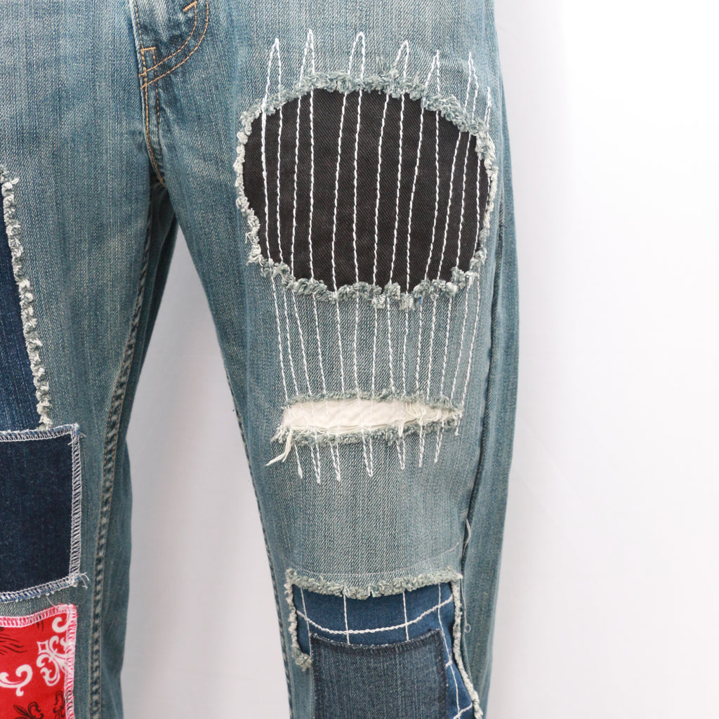 Reworked Bandana Patchwork Jeans - Wholesale – Creed Vintage