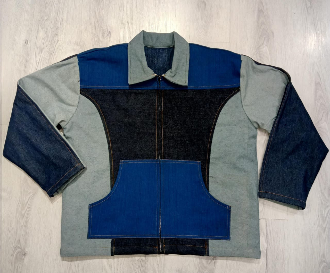 Men reworked Multi color Denim Jacket Made using different Denim Pants ...