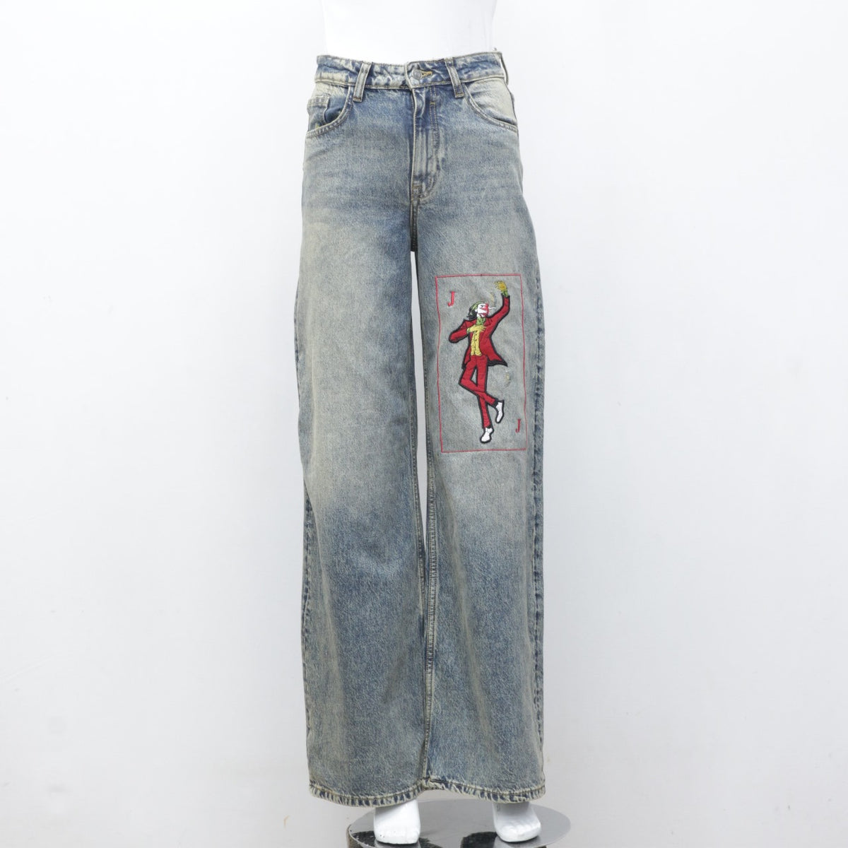 Reworked Denim Pant With Joker Card Embroidery – Creed Vintage