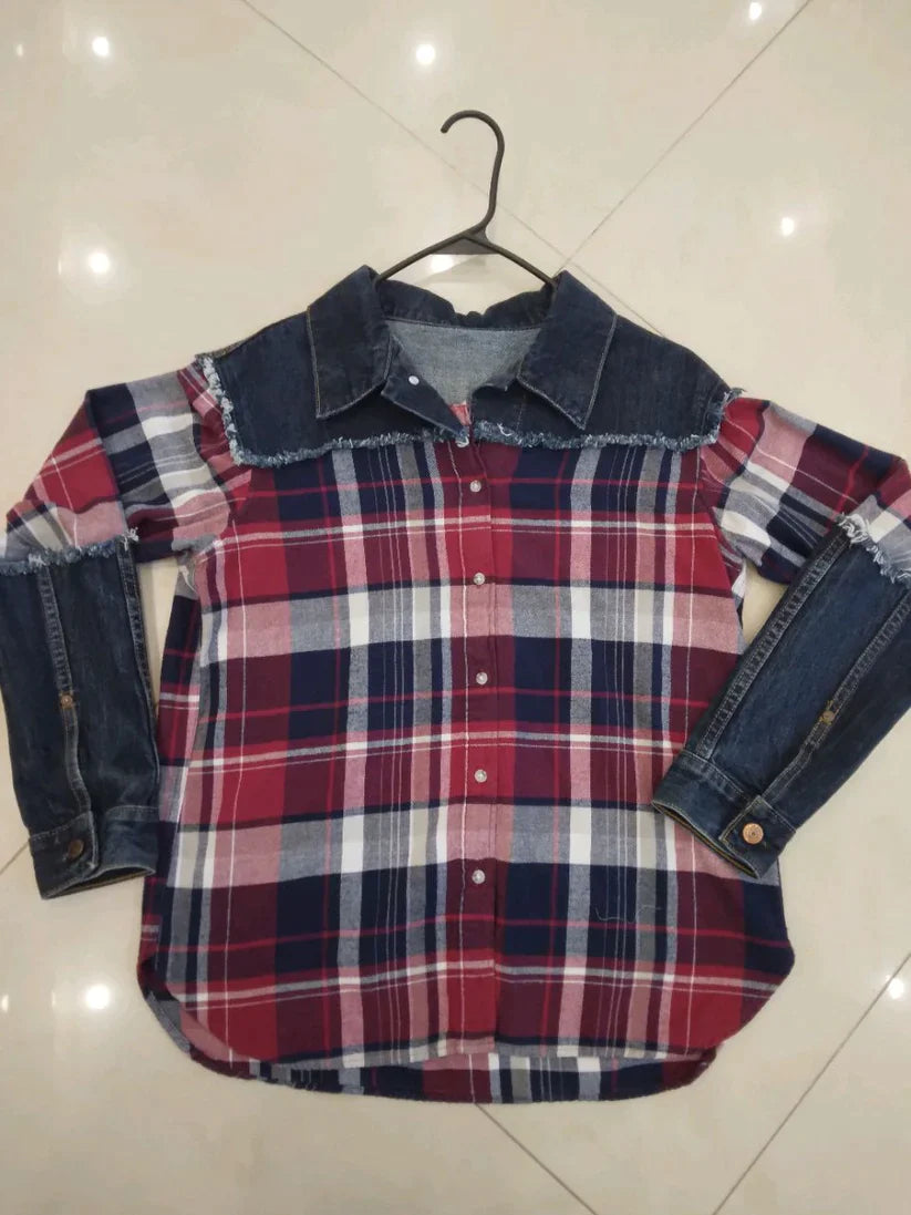 Reworked Denim Flannel Shirt Jacket - Wholesale – Creed Vintage